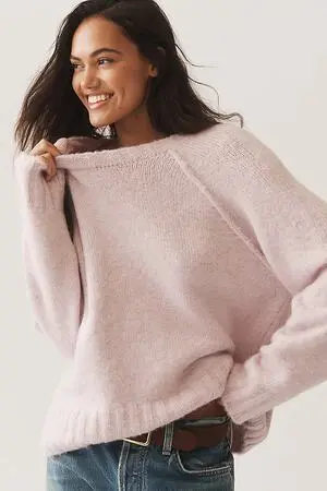 Anthropologie Chunky Crew-neck Sweater - Lilac