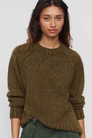 Anthropologie Chunky Crew-neck Sweater - Olive