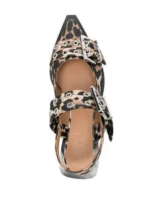 GANNI Leopard Print Slingback Sandals