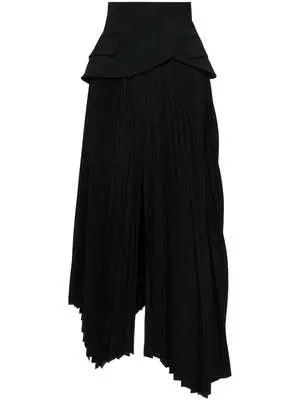 A.W.A.K.E. Mode Pleated Asymmetric Maxi Skirt