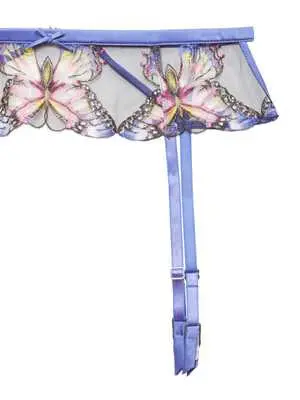 FLEUR DU MAL Butterfly-embroidered Garter Belt