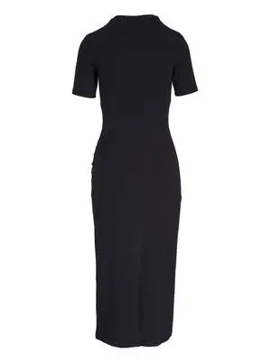 Vince Side-draped Midi Dress - Black