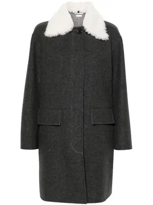 Thom Browne Bal-collar Wool-felt Coat - Grey
