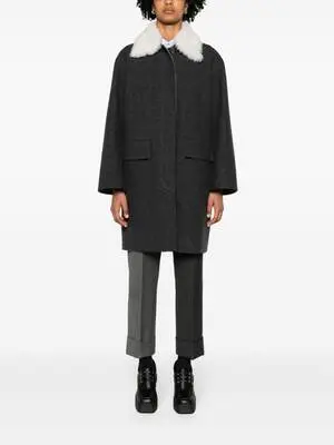 Thom Browne Bal-collar Wool-felt Coat - Grey