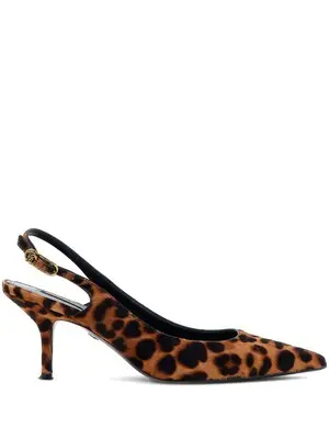 Roberto Cavalli Leopard-print Slingback Pumps