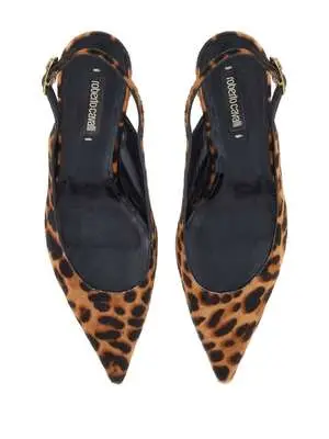 Roberto Cavalli Leopard-print Slingback Pumps