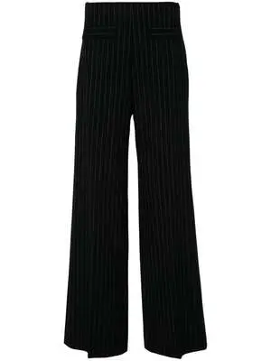 Sandro Chalk-striped Wide-leg Trousers - Black