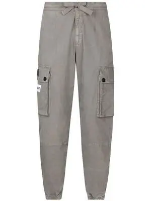 Dolce & Gabbana Cotton Cargo Trousers With Logo Patch - Grey