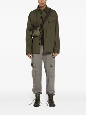 Dolce & Gabbana Cotton Cargo Trousers With Logo Patch - Grey