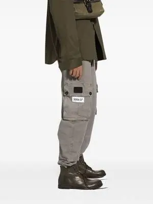 Dolce & Gabbana Cotton Cargo Trousers With Logo Patch - Grey