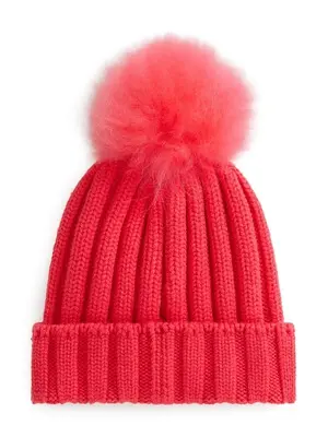 Woolrich Pompom Virgin Wool Beanie - Red
