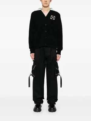 Off-White Wool Cardigan With Logo Detail