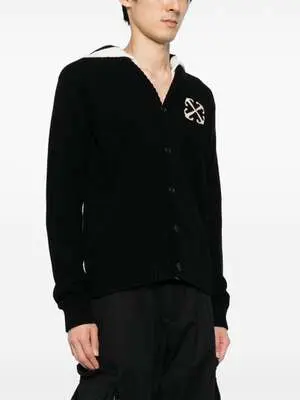 Off-White Wool Cardigan With Logo Detail
