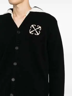 Off-White Wool Cardigan With Logo Detail