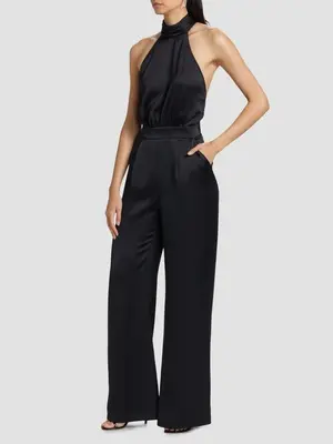 Ramy Brook Tatiana Satin Wide-leg Jumpsuit