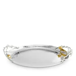 Michael Aram Pomegranate And Gold Tone Oval Tray - Silver