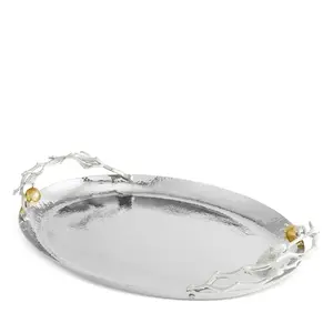 Michael Aram Pomegranate And Gold Tone Oval Tray