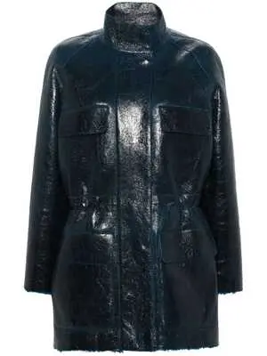 Fendi Crinkled Leather Coat