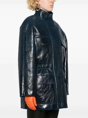 Fendi Crinkled Leather Coat