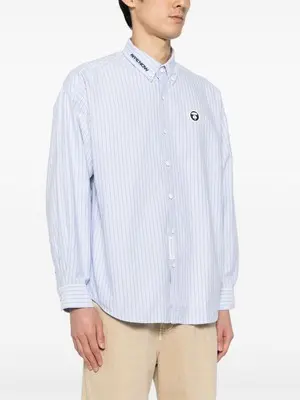 AAPE BY *A BATHING APE Logo-patch Striped Shirt - Blue