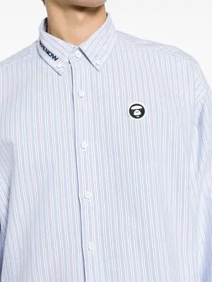 AAPE BY *A BATHING APE Logo-patch Striped Shirt - Blue