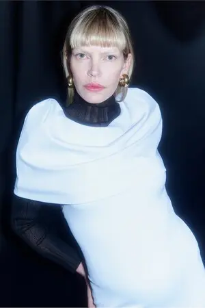 Rosetta Getty Fitted Cape Midi-dress