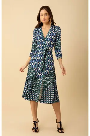 Hale Bob Anaya Wrap Midi Dress - Multicolor