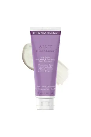 DERMADOCTOR Aint Misbehavin Intensive 10% Sulfur Acne Mask &amp Emergency Spot Treatment 8-12 Hours - Aqua
