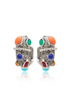 KENNETH JAY LANE Multistone Hoop Earrings - Multicolor