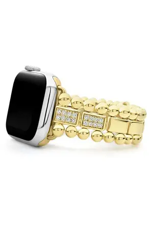 Lagos Smart Caviar 18k Half Diamond Watch Bracelet - Gold