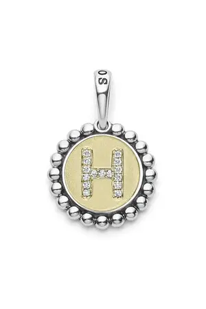 Lagos Signature Caviar Diamond Initial H Charm - Gold