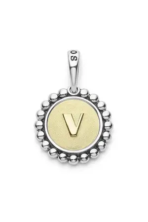 Lagos Signature Caviar V Initial Charm - Gold