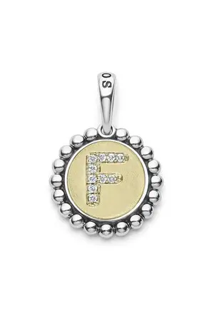 Lagos Signature Caviar Diamond F Initial Charm - Gold
