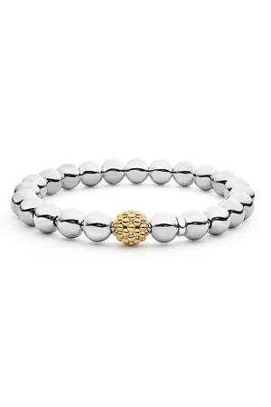 Lagos Signature Caviar Two-tone Stretch Bead Bracelet - Gold