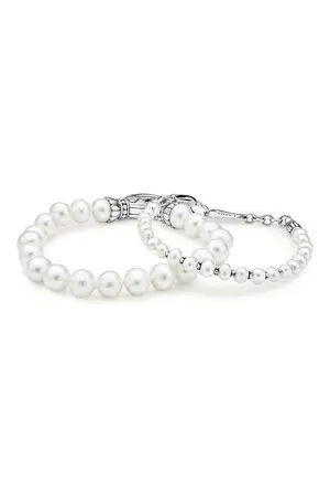 Lagos Luna Mother And Child Pearl Bracelet Set - Red