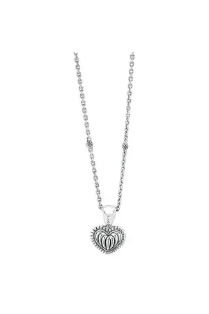 Lagos Beloved Fluted Heart Pendant Necklace - Silver