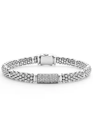 Lagos Signature Caviar 6mm Diamond Bracelet - Red