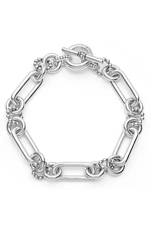 Lagos Signature Caviar Elongated Link Bracelet In Sterling - Silver