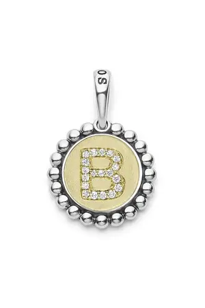 Lagos Signature Caviar Diamond B Initial Charm - Gold