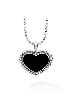 Lagos Maya Onyx Heart Pendant Necklace - Silver