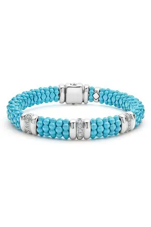 Lagos Caviar Ceramic Diamond Bracelet - Blue