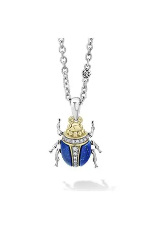 Lagos Rare Wonders Lapis Beetle Diamond Pendant Necklace - Gold