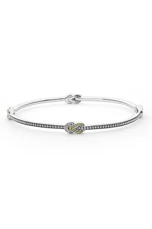 Lagos Newport Two-tone Diamond Knot Bangle Bracelet - Gold
