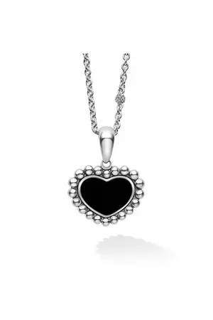 Lagos Maya Onyx Heart Pendant Necklace - Silver