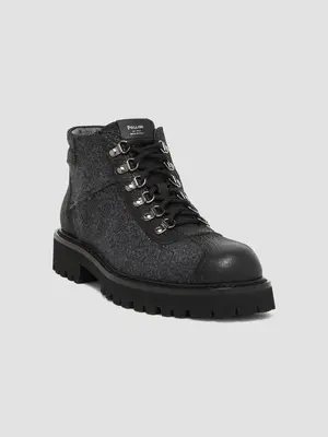 POLLINI Leather-trimmed Wool-blend Ankle Boots