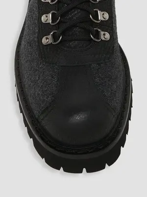 POLLINI Leather-trimmed Wool-blend Ankle Boots