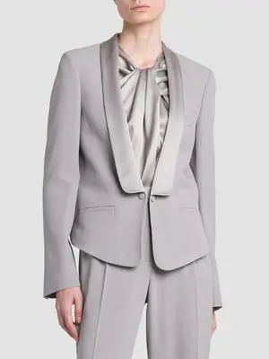 Alberta Ferretti Satin Lapel Cropped Jacket