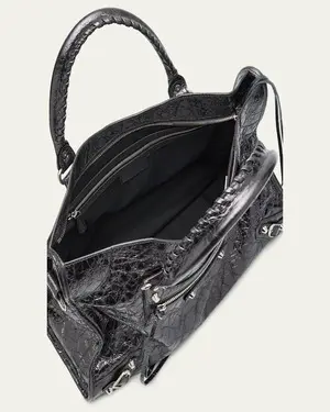 Balenciaga Le City Medium Metallic Leather Top-handle Bag - Steel Grey