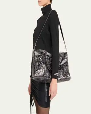 Balenciaga Le City Medium Metallic Leather Top-handle Bag - Steel Grey