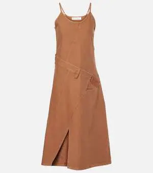 JW Anderson Logo Asymmetric Cotton Midi Dress